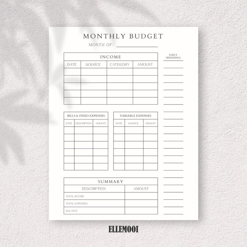 Monthly Budget Tracker Printable | Editable Canva Template | Finance ...