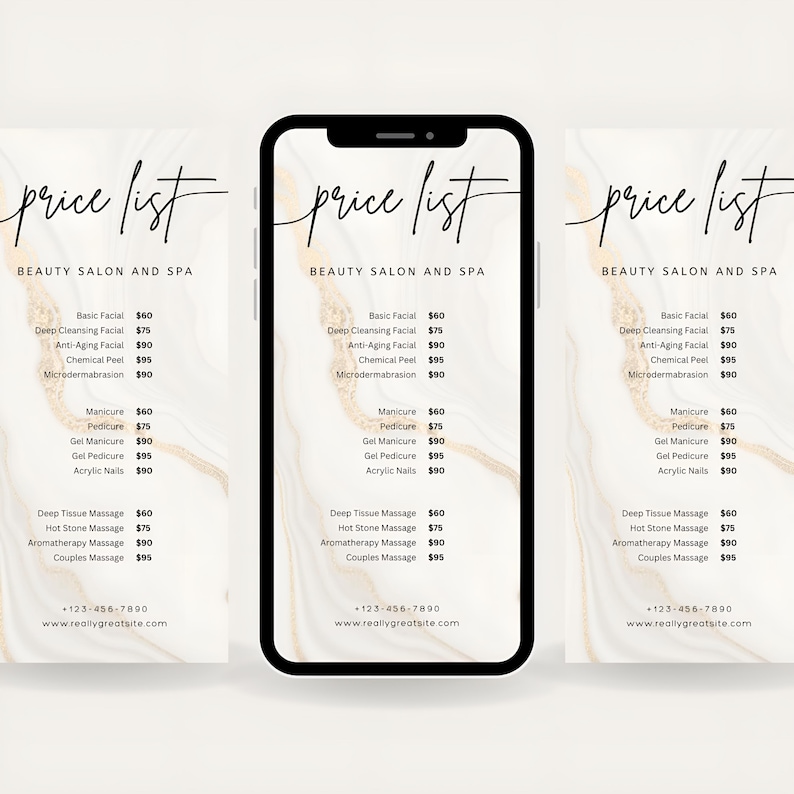 Spa Price List Template Beige Gold Editable Salon Service Menu Canva ...