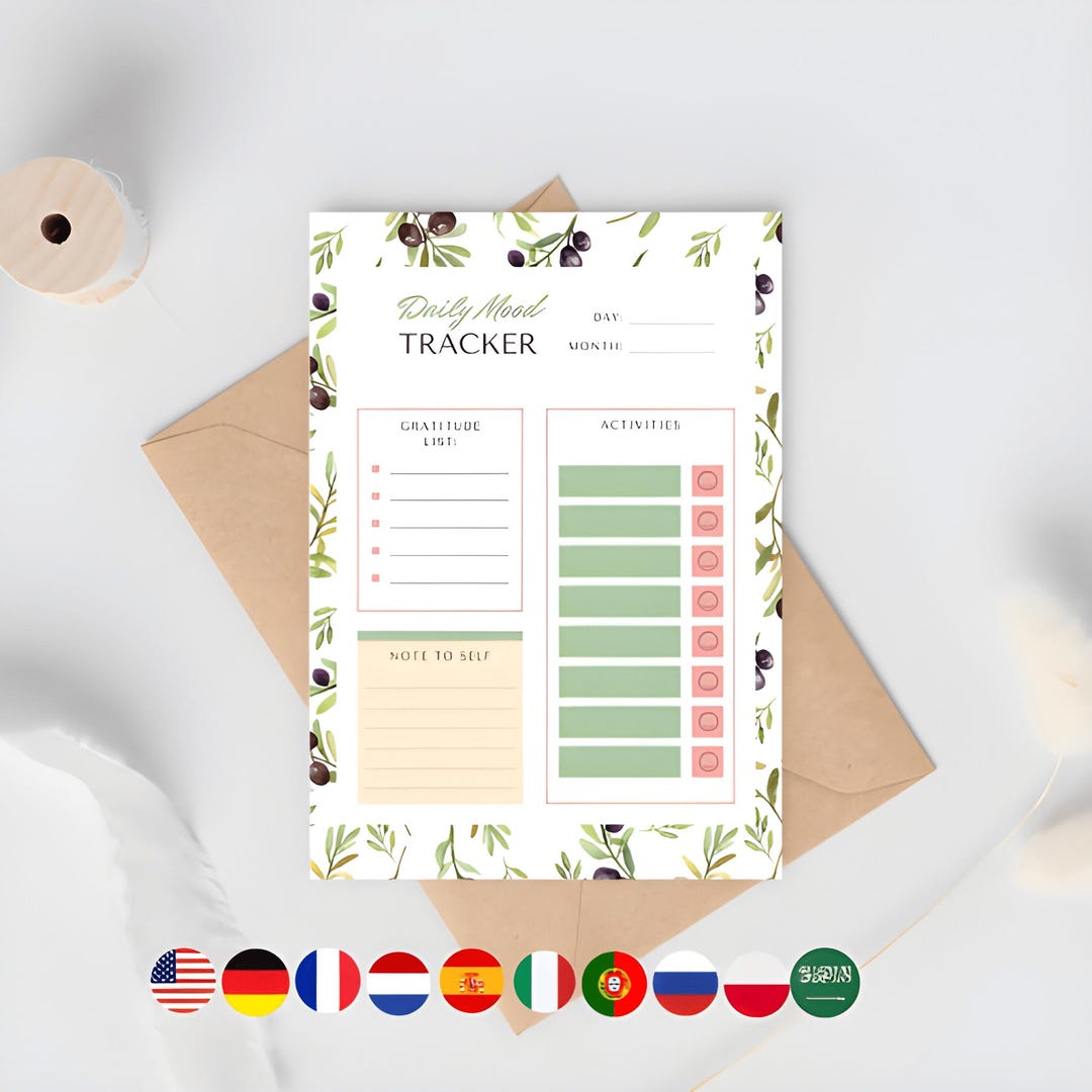 Botanical Self Care Mood Tracker, Floral Design (A4 Printable) - Etsy