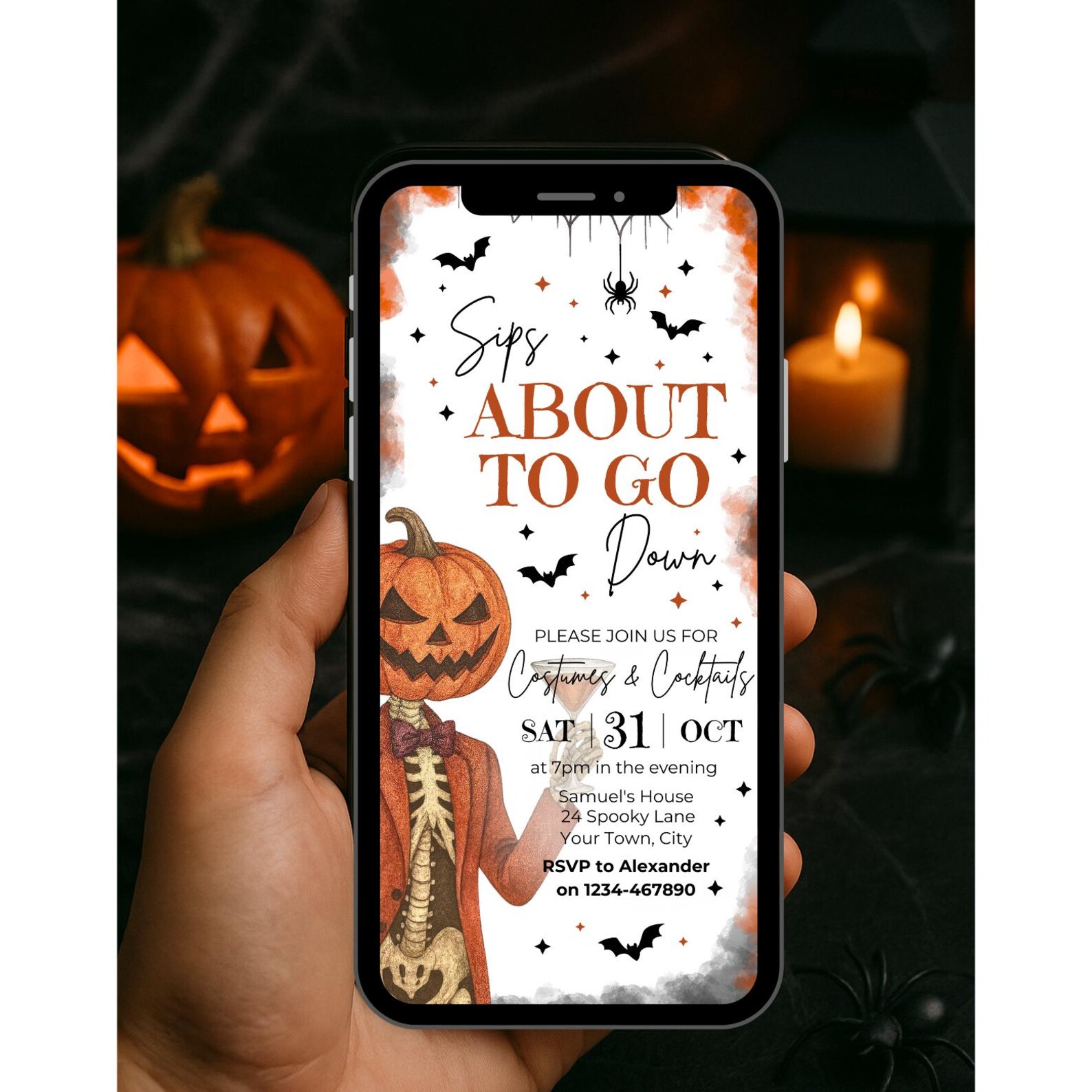 Pumpkin King Halloween Invitation | Sips About to Go Down Invite ...