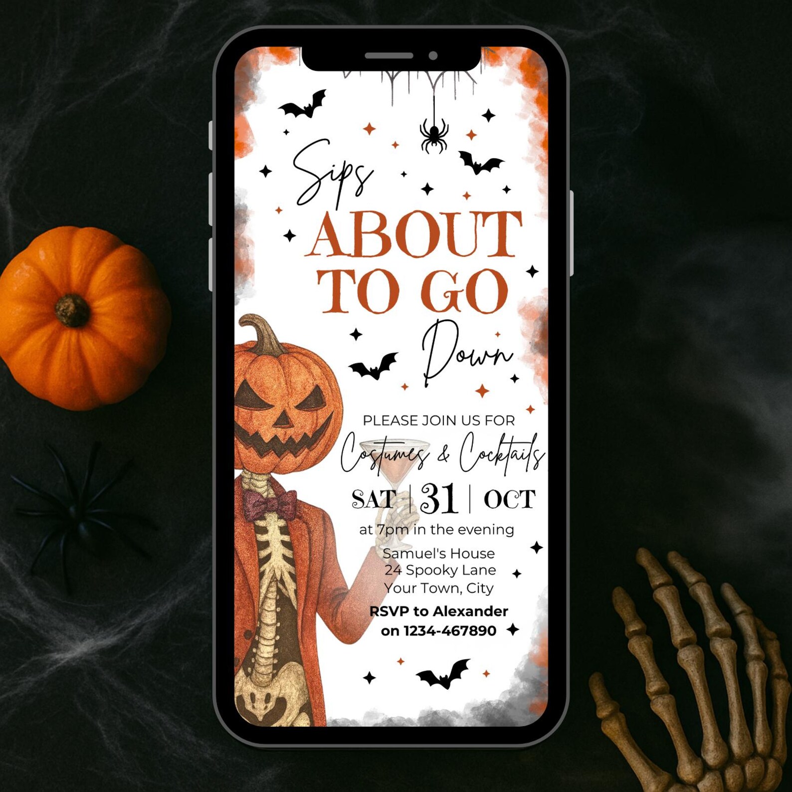 Pumpkin King Halloween Invitation | Sips About to Go Down Invite ...