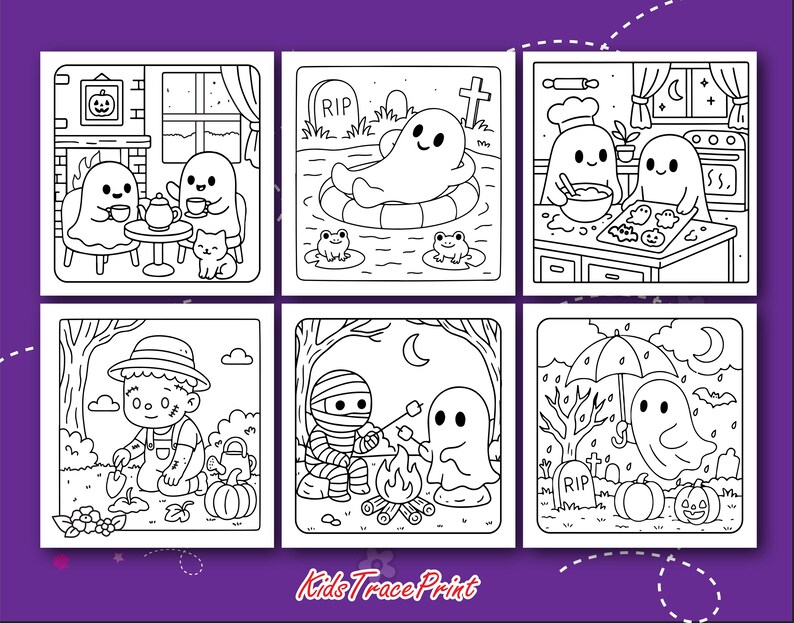 Cozy Spooky Coloring Pages | 10 Cute and Relaxing Halloween Sheets ...