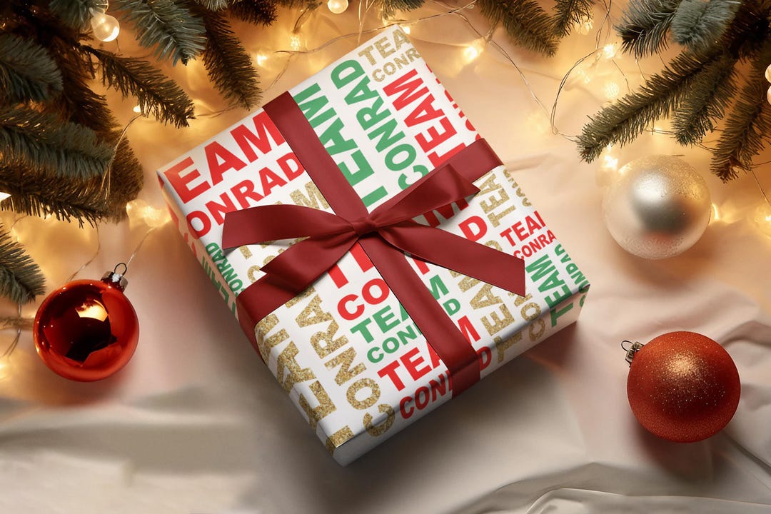 Conrad Fisher Christmas Wrapping Paper, Team Conrad, Jeremiah, Isabel ...