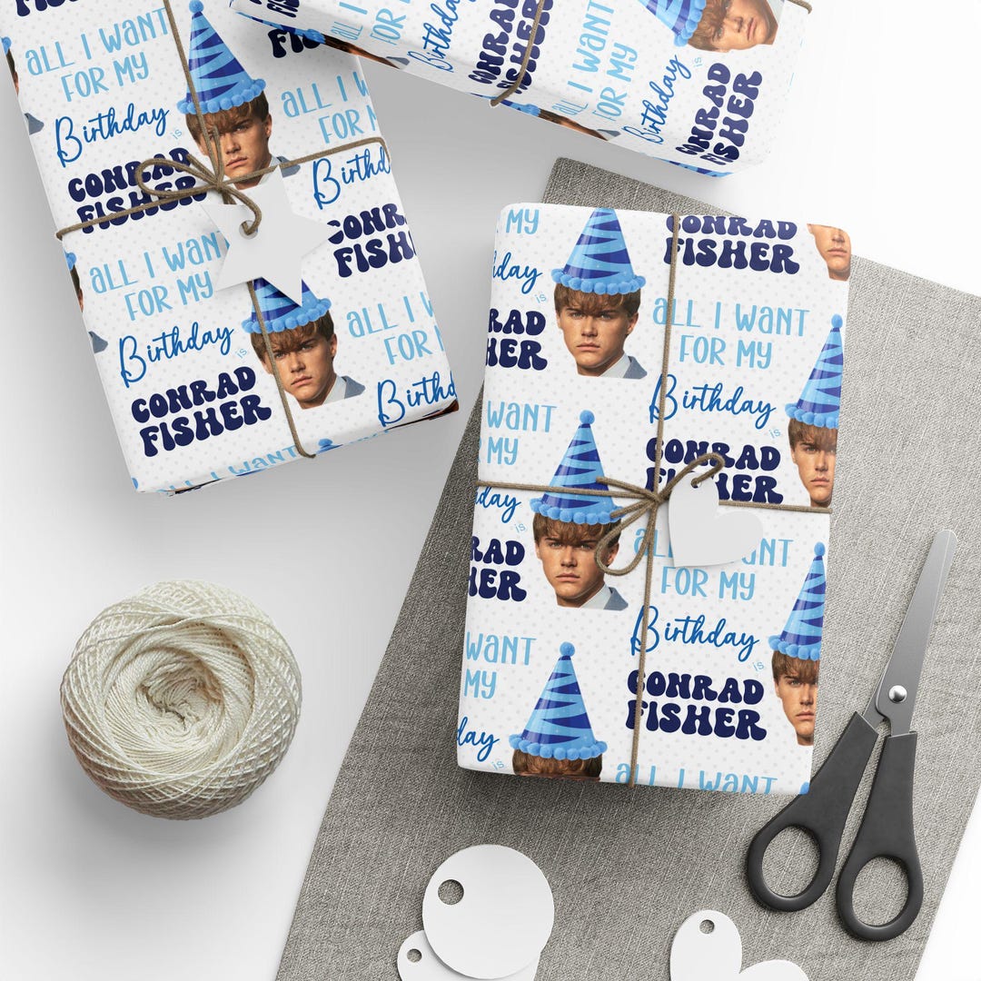 Conrad Fisher Birthday Blue Wrapping Paper, Team Conrad, Cousins Beach ...