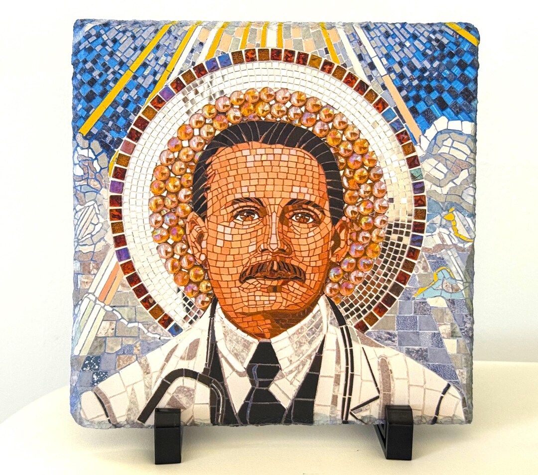 Icon of Saint Jose Gregorio Hernandez, Fine Stone Rock Slate 7.5 X 7.5 ...