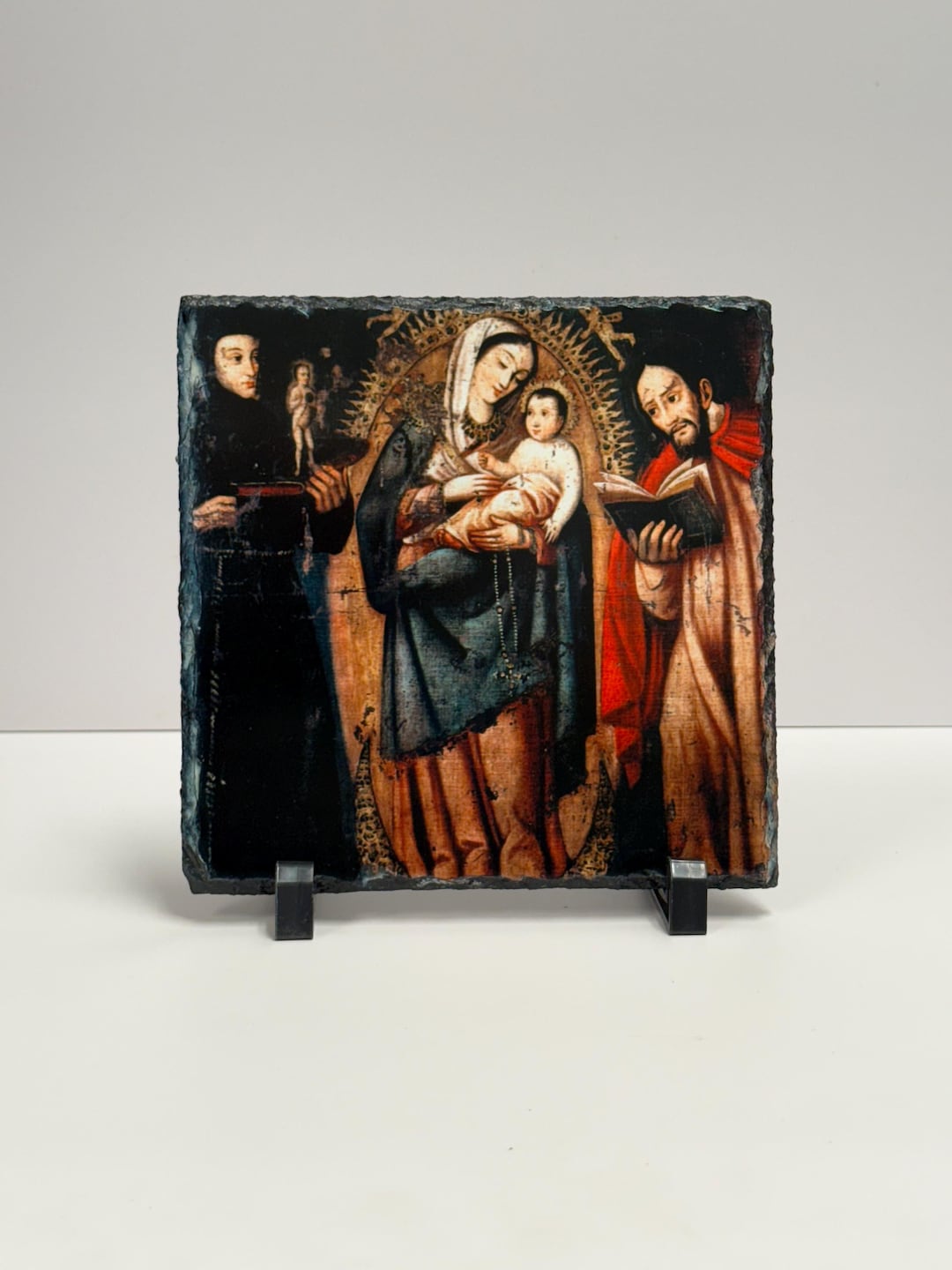 Virgin of Chiquinquira Fine Stone Rock Slate 7.5 X 7.5 Black ...