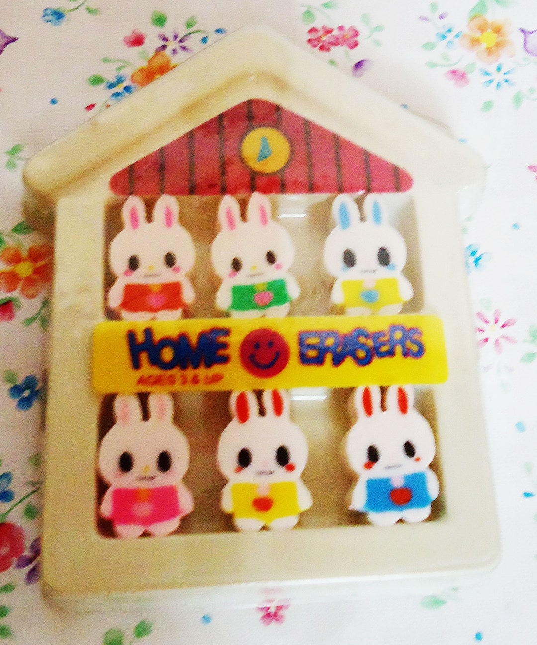 The 80s Rare Rabbits in a House Eraser - Etsy