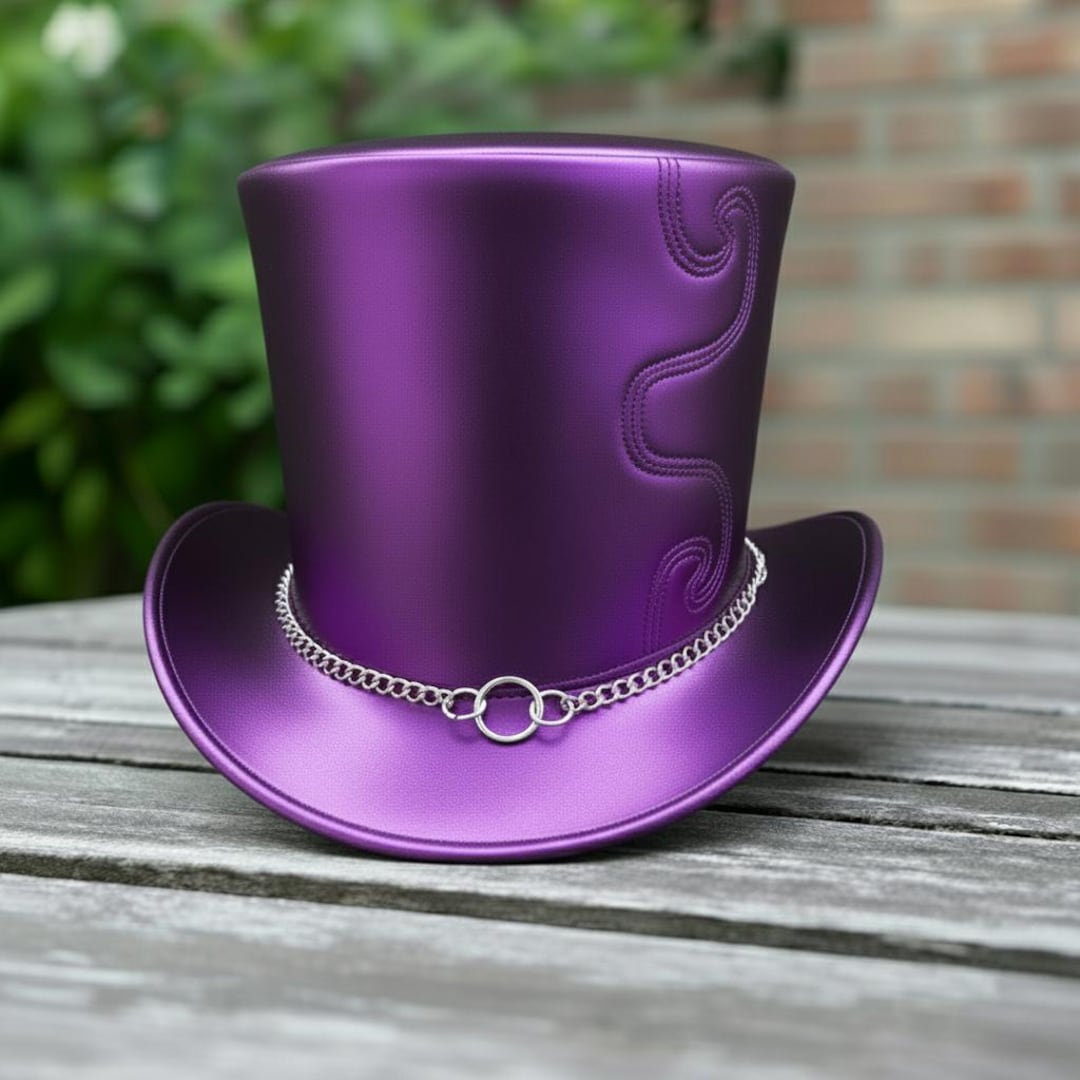 Purple Leather Top Hat – Handmade Steampunk Cosplay Hat With Chain Band ...