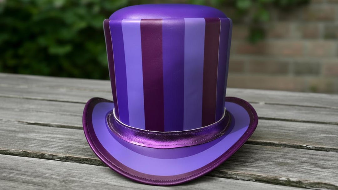 Purple Leather Steampunk Top Hat – Victorian Gothic Striped Statement ...