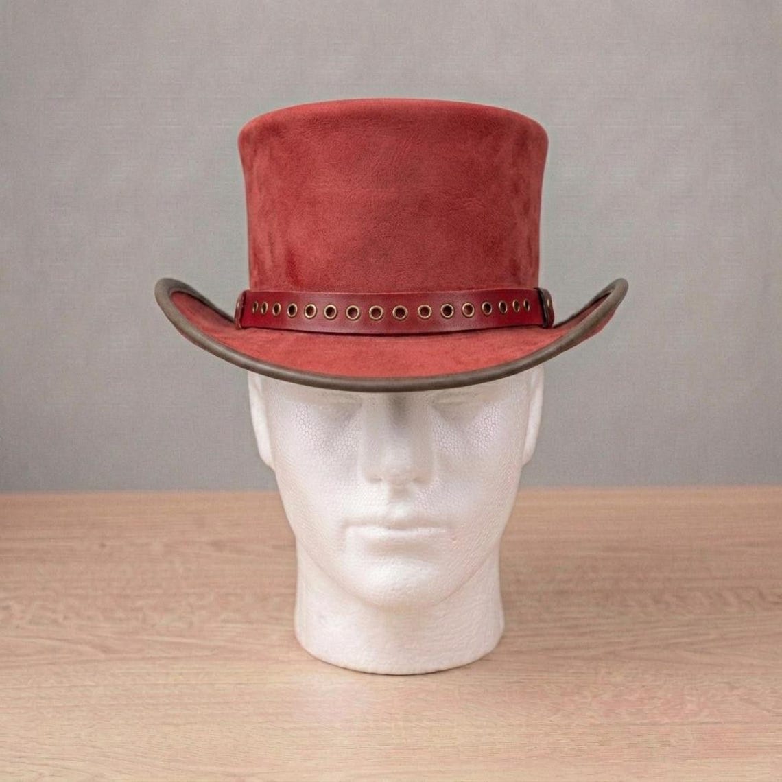 Red Leather Steampunk Top Hat – Victorian Cosplay Festival Hat - Etsy