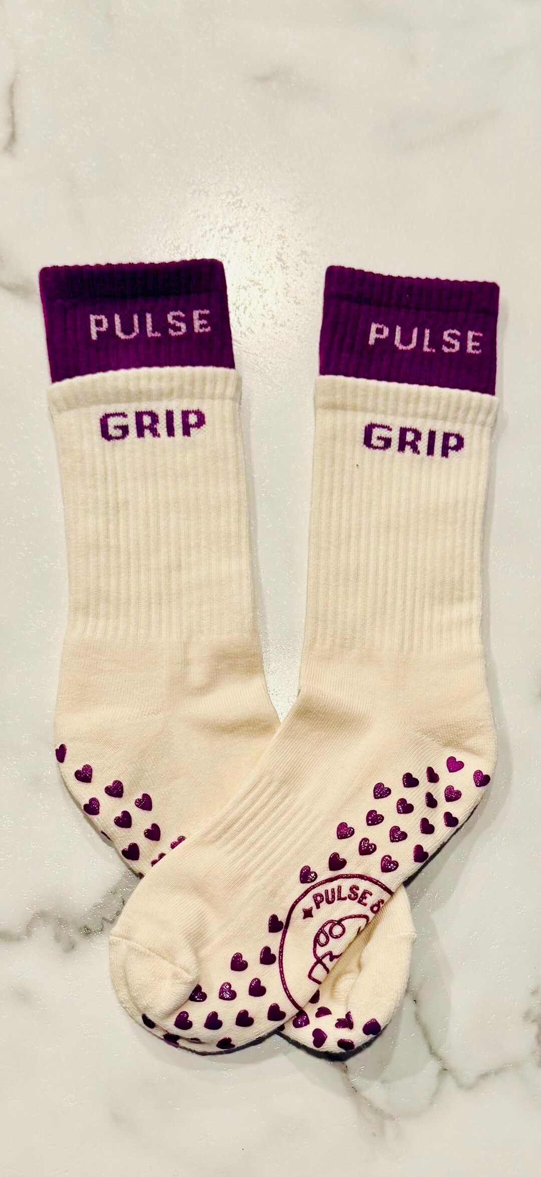 Pulse and Grip Socks With Purple Grip Hearts for Women Cute Non-slip ...