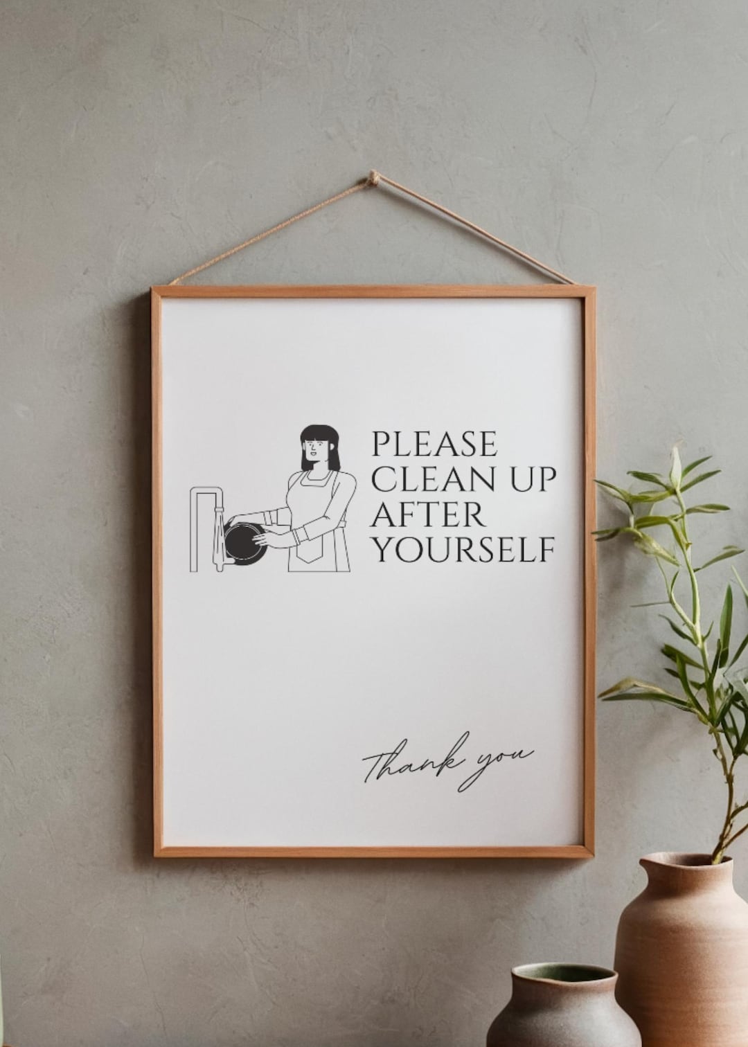 Clean up After Yourself Sign Printable – Minimalist Kitchen Rules Sign ...