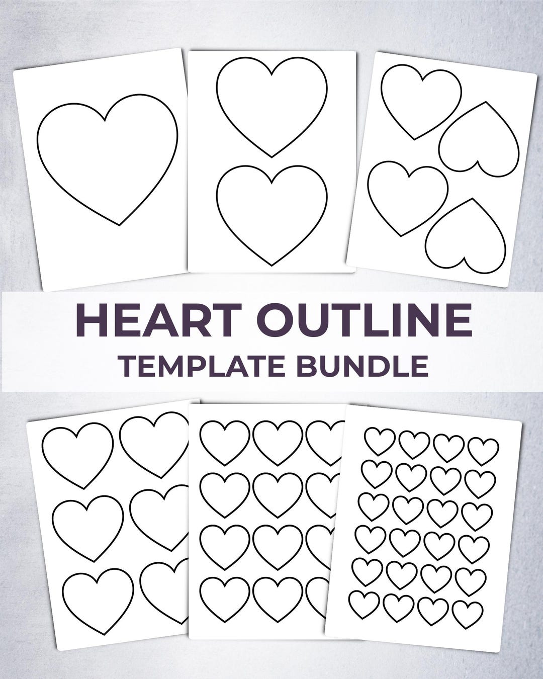 Heart Outline Templates – Printable Craft Bundle – Printable Shapes (A4 ...