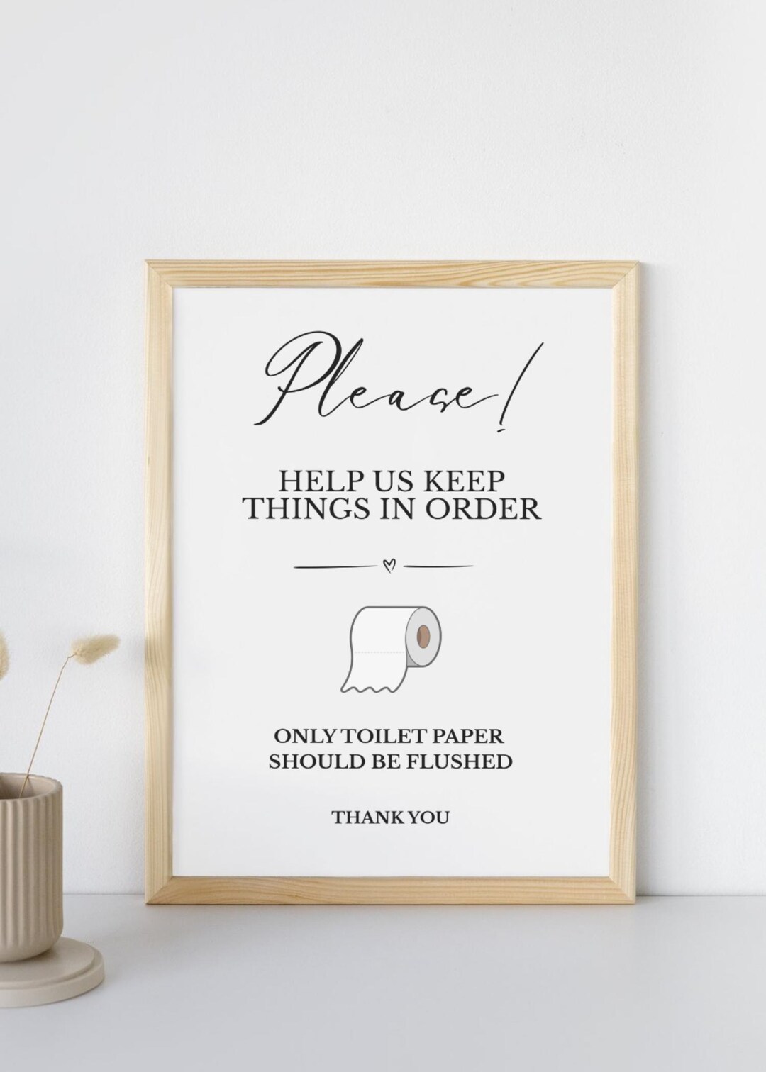 Flush Toilet Paper Only Sign – Bathroom Printable for Home, Office ...