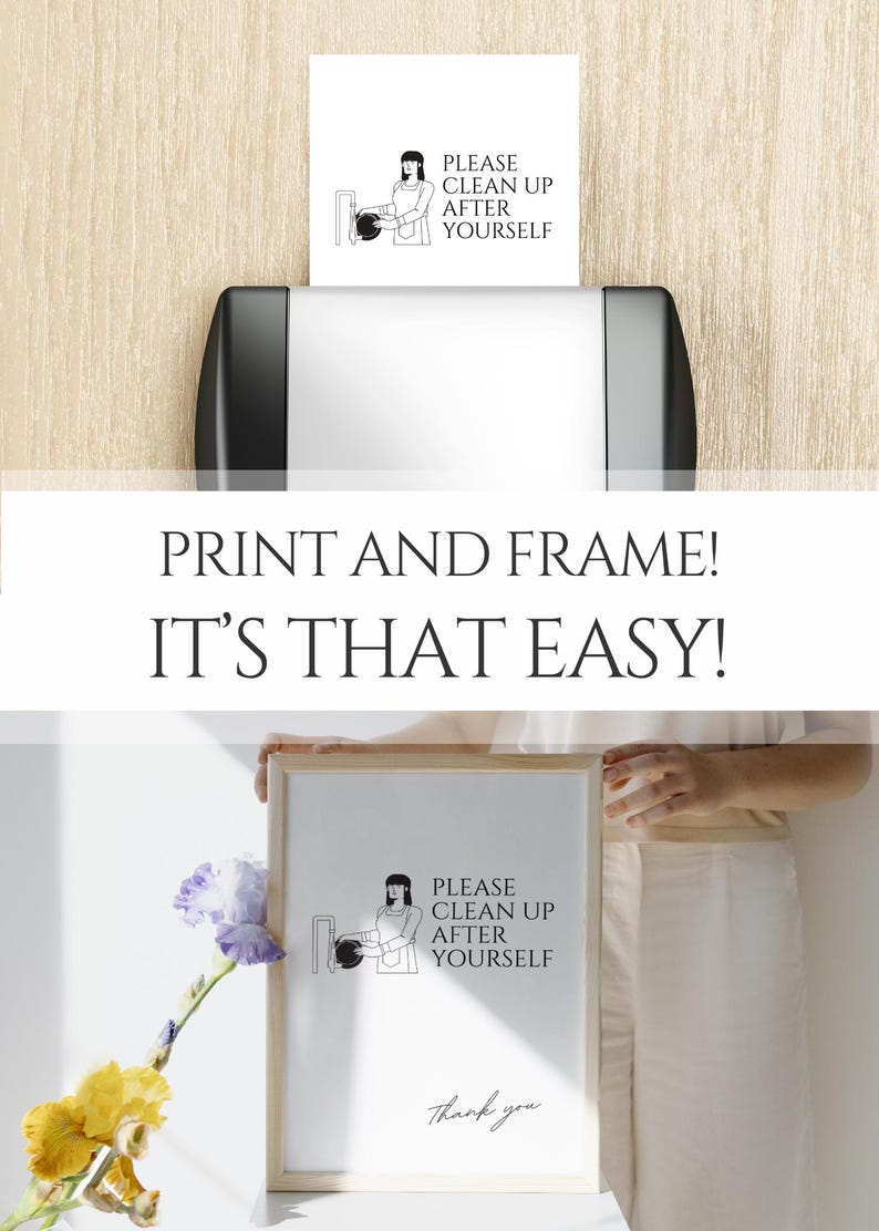 Clean up After Yourself Sign Printable – Minimalist Kitchen Rules Sign ...