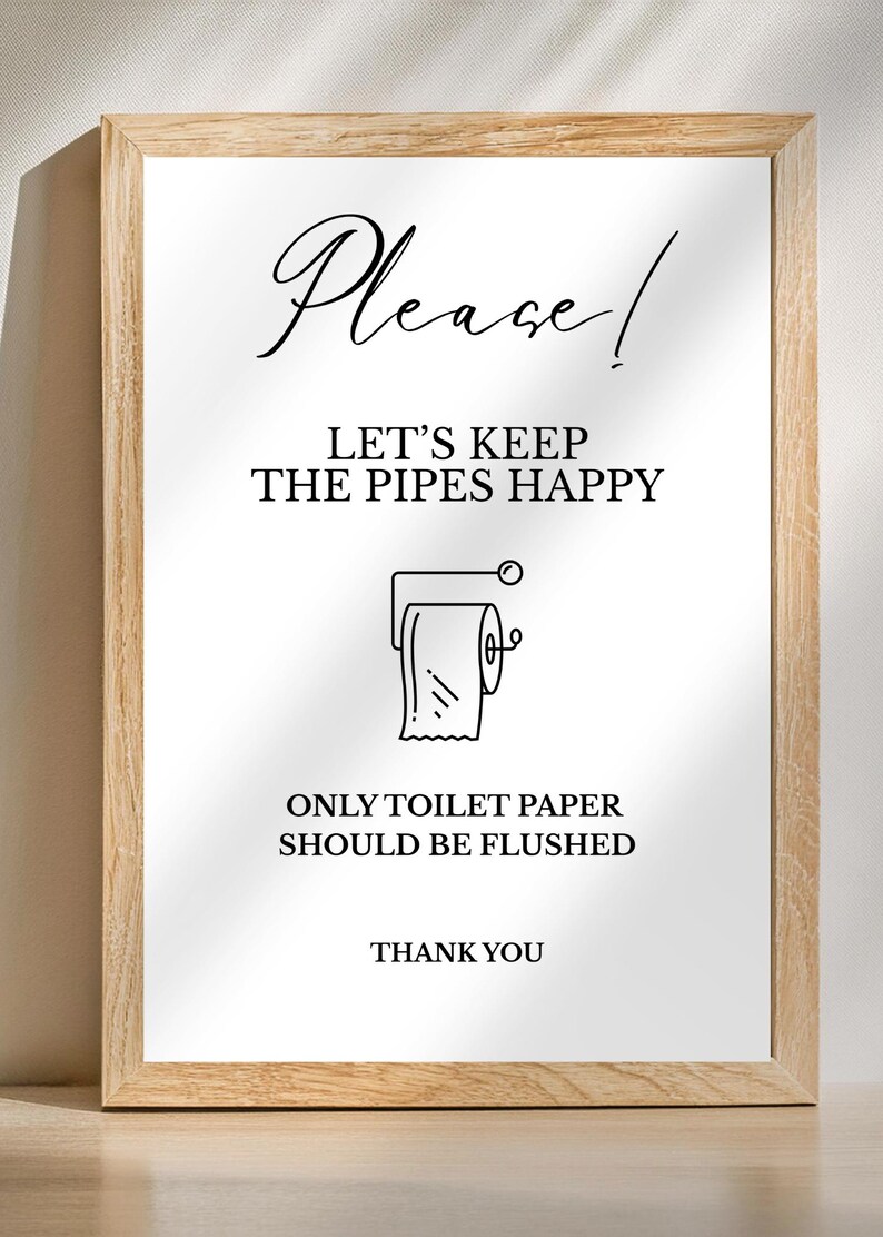 Please Flush Only Toilet Paper – Bathroom Sign for Airbnb & Rentals - Etsy