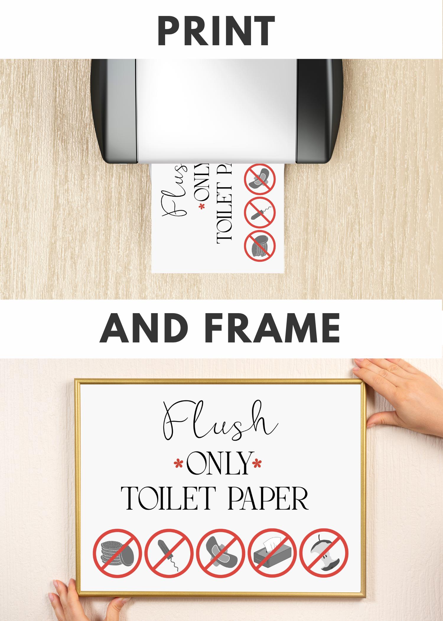 Flush Toilet Paper Only Sign Printable — Airbnb Restroom Sign - Etsy
