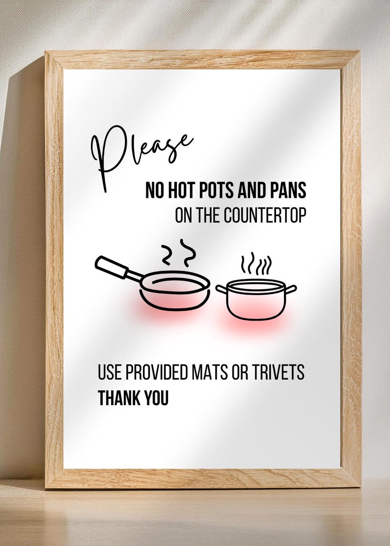 No Hot Pots Sign — Printable Kitchen Sign for Airbnb, Hostels & Rentals ...