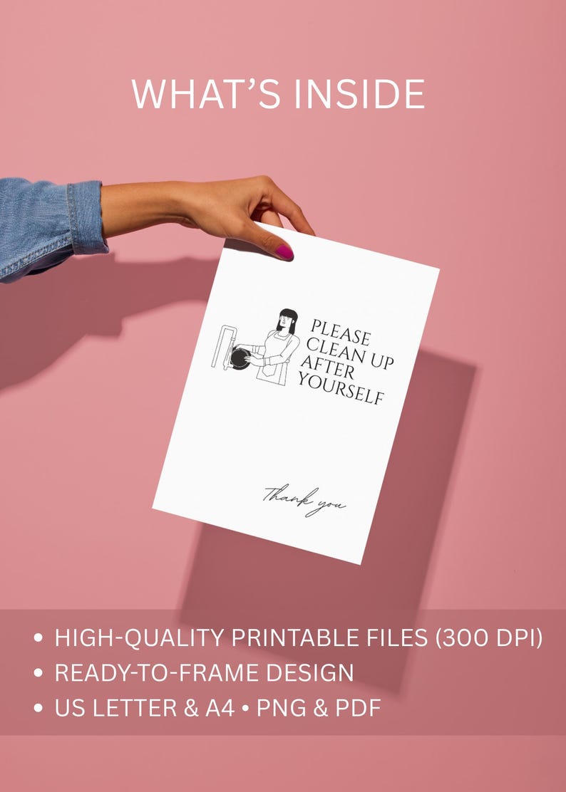 Clean up After Yourself Sign Printable – Minimalist Kitchen Rules Sign ...