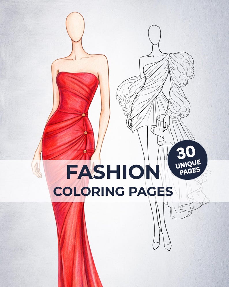 Libro para colorear imprimible: 30 páginas de moda para colorear - Etsy ...