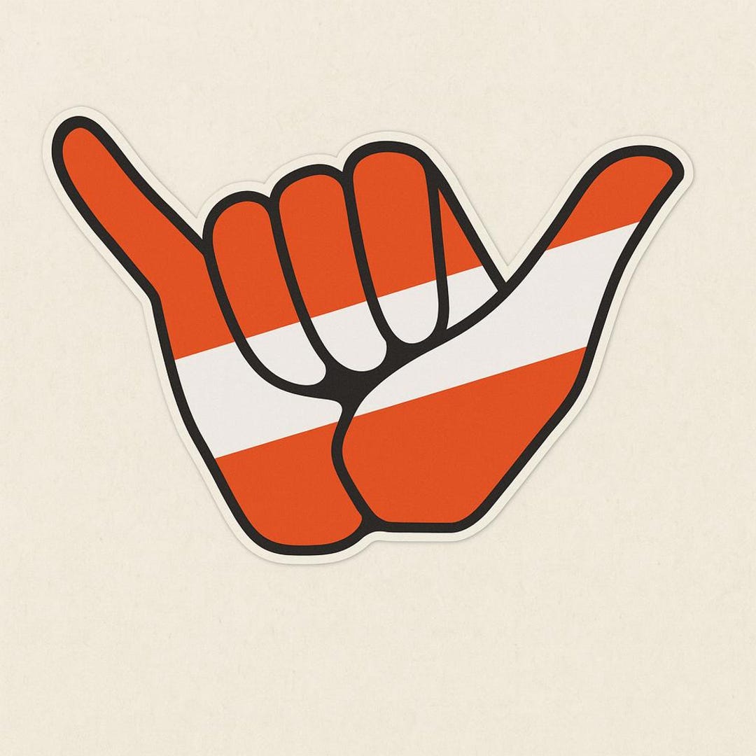 Scuba Shaka Sticker – Dive Flag Hand Symbol Decal for Water Bottles ...