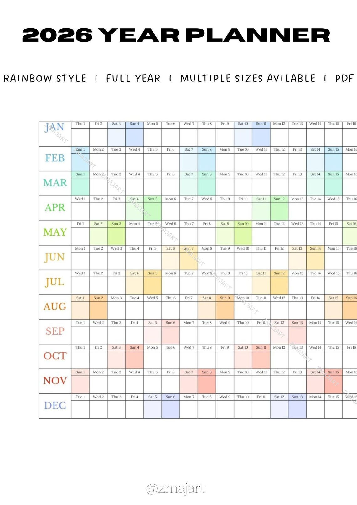 2026 Year Planner Printable: Minimalist Calendar, A3 A4 A5 (PDF ...