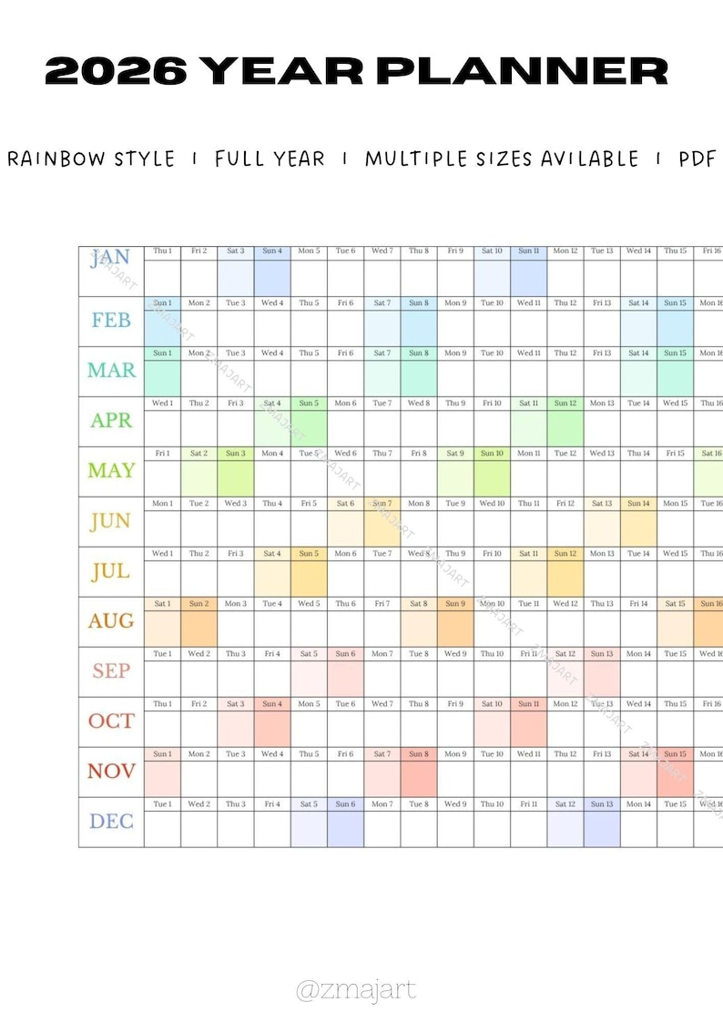 2026 Year Planner Printable: Minimalist Calendar, A3 A4 A5 (PDF ...