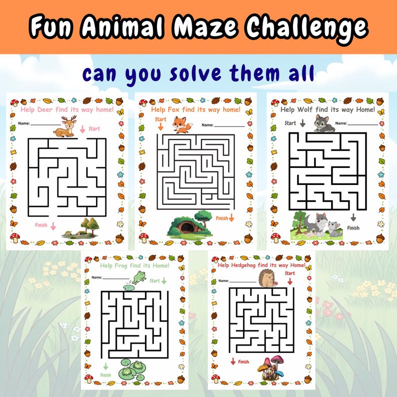 Animal Maze Printable for Kids | 10 Fun Animal Mazes | Preschool ...