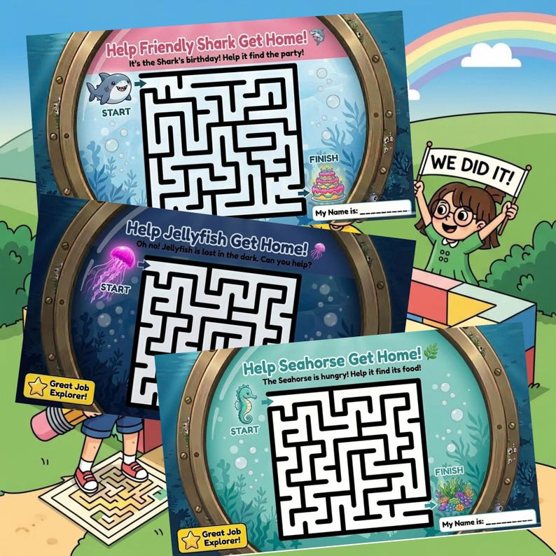 Ocean Animals Maze Printable for Kids | Under the Sea Maze Activity ...