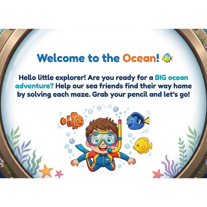 Ocean Animals Maze Printable for Kids | Under the Sea Maze Activity ...