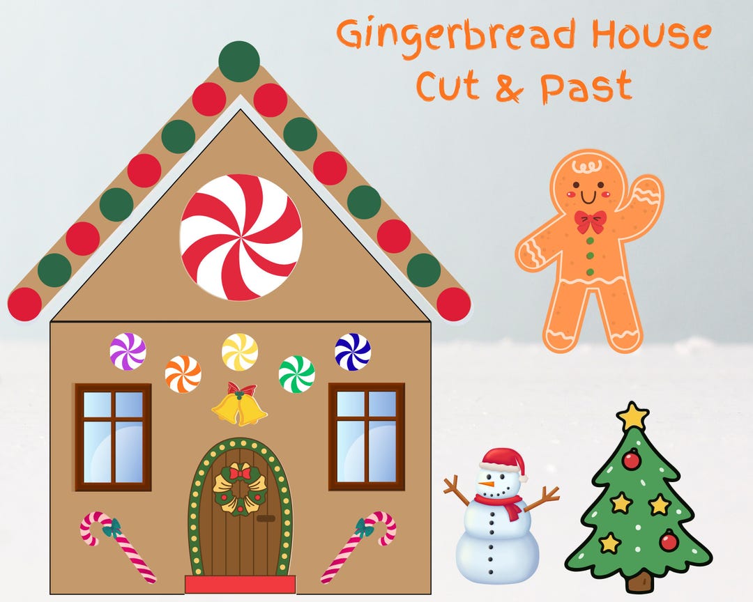 Gingerbread House Cut and Paste Activity for Kids | Christmas Craft ...