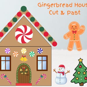 Gingerbread House Cut and Paste Activity for Kids | Christmas Craft ...