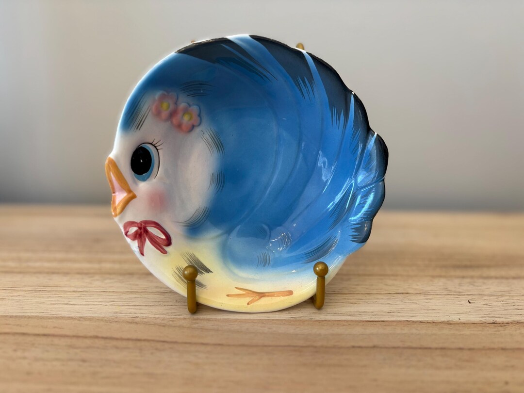 Lefton Commodore Bluebird Child Bowl, Cottage Farmhouse Mid Century ...