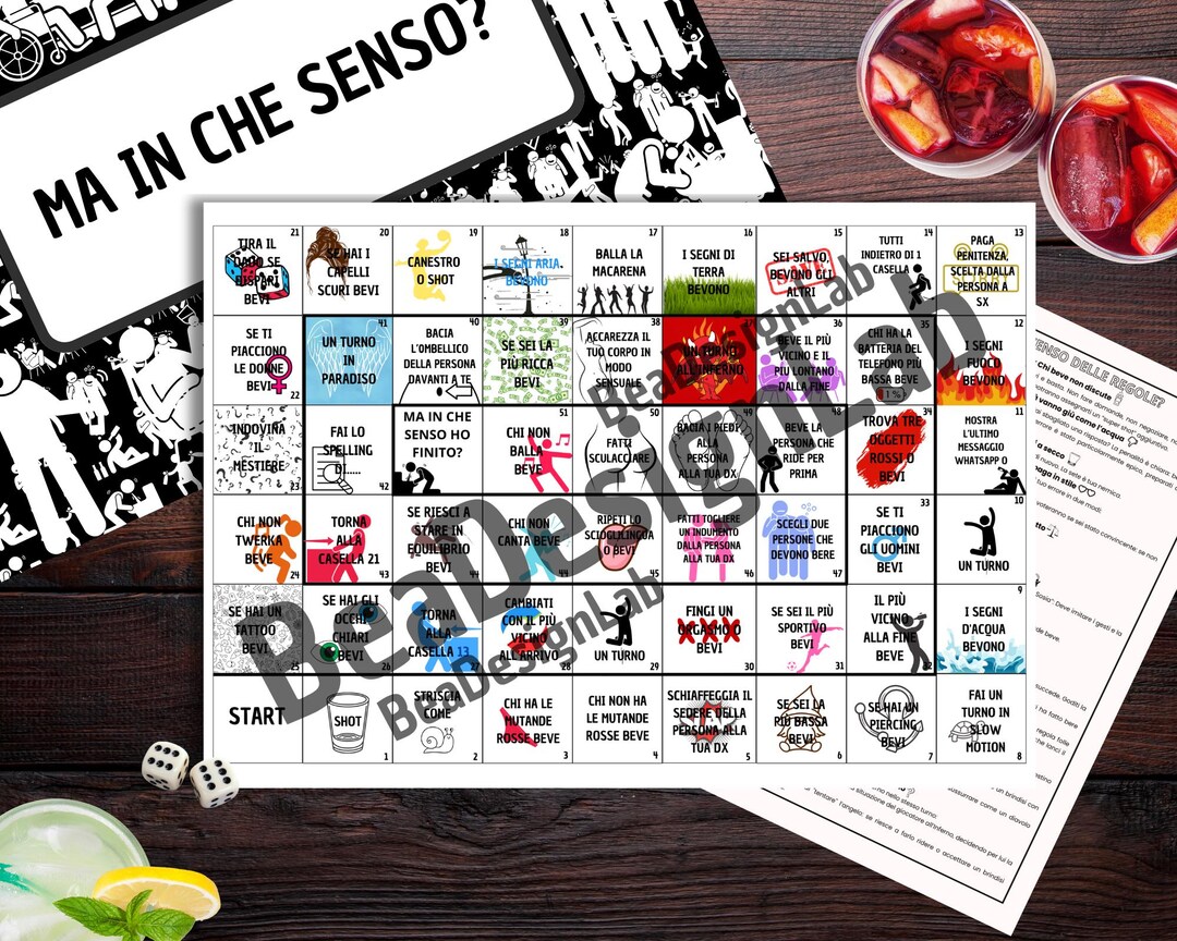 Drinking Board Game – Printable Party Game – Challenges, Penances, and ...