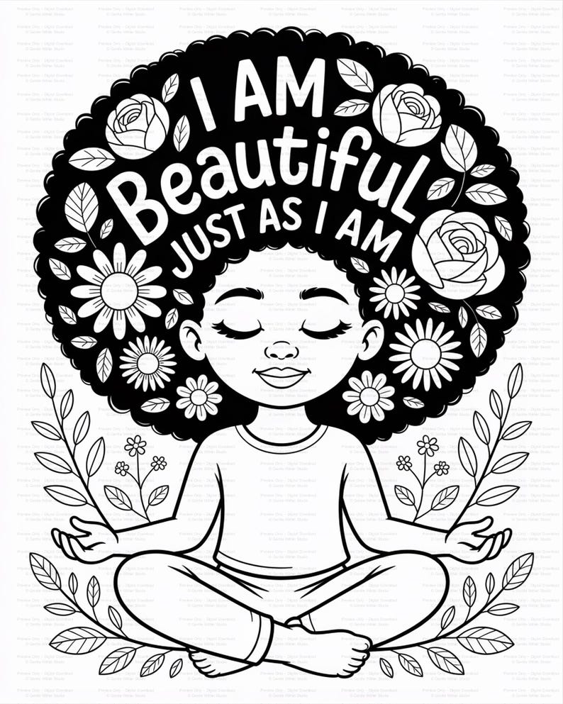 Black Girl Affirmation Coloring Pages for Kids & Teens | Confidence ...