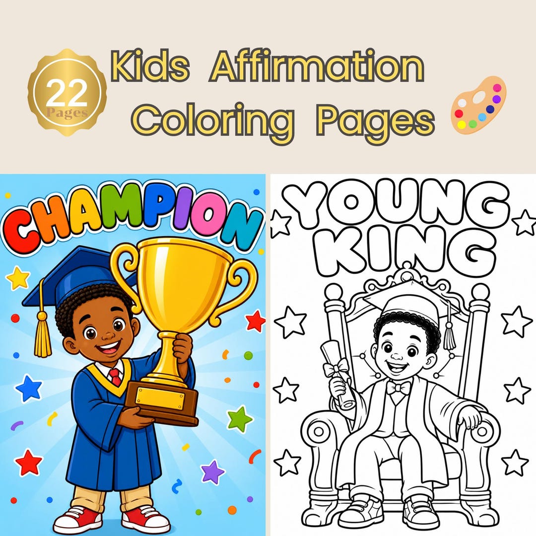Kids Graduation Coloring Pages, Black Excellence Affirmations (digital ...