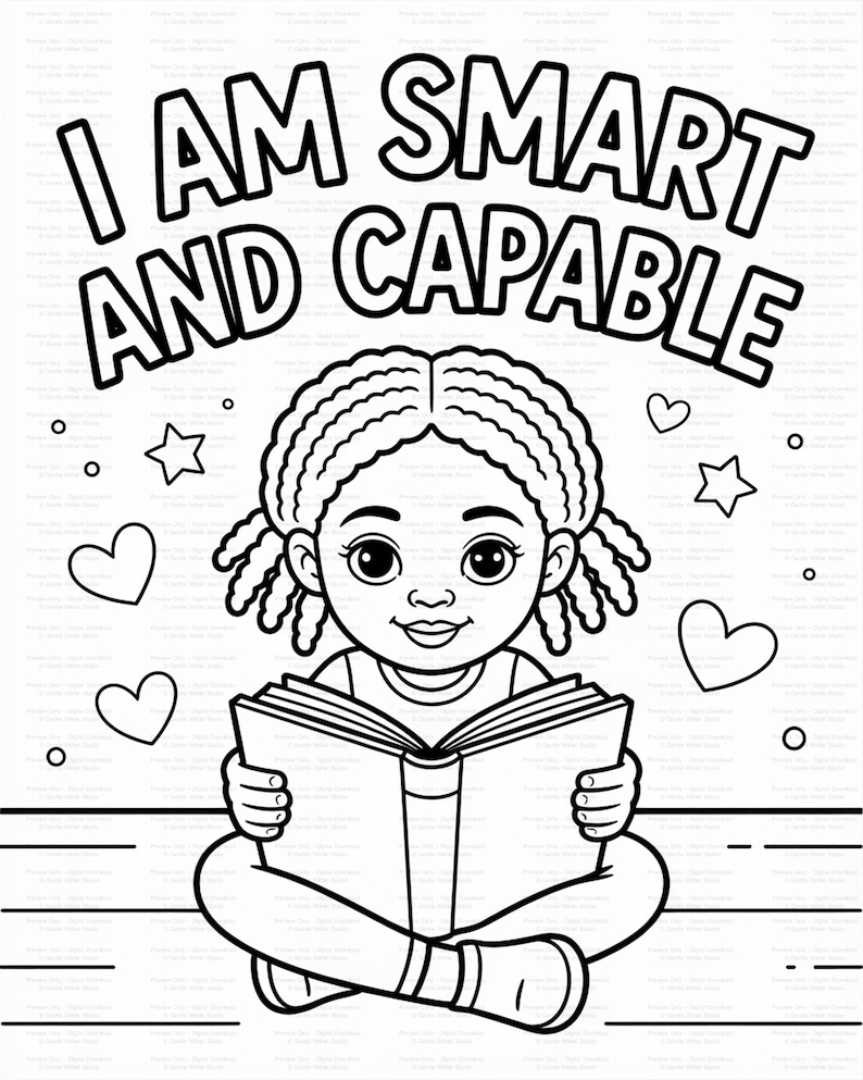 Black Girl Affirmation Coloring Pages for Kids & Teens | Confidence ...