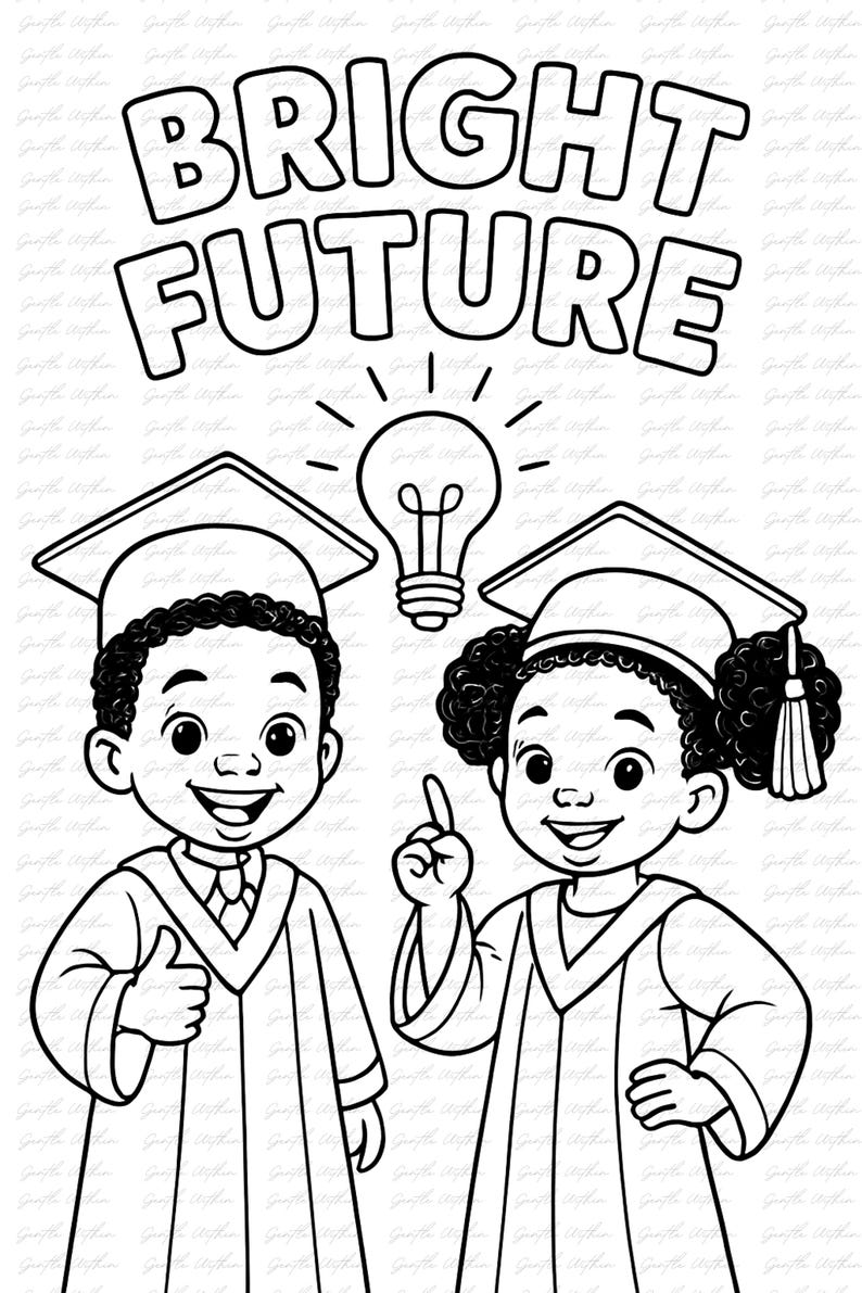 Kids Graduation Coloring Pages, Black Excellence Affirmations (digital ...
