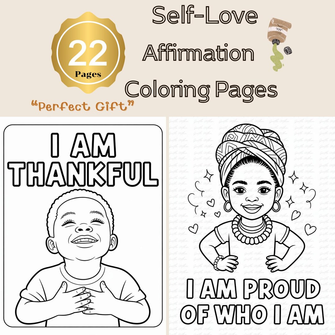 Black Girl Affirmation Coloring Pages, Kids Self Love Printable ...