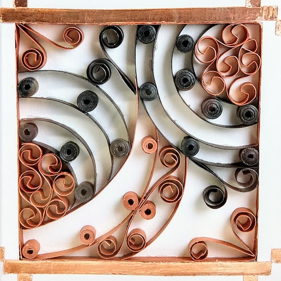 Quilled Copper and Gunmetal Abstract Metal Tape - Etsy