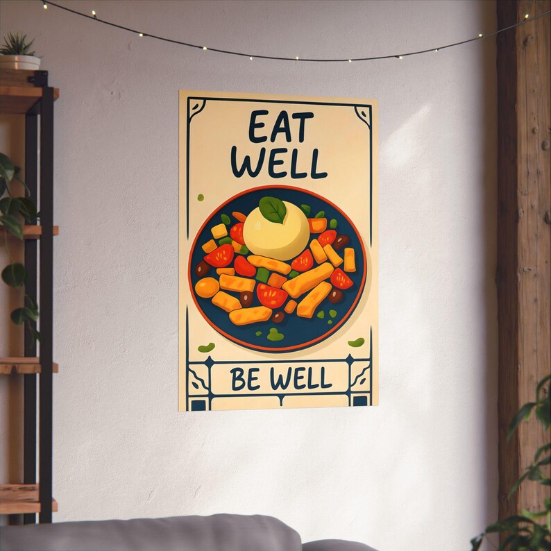 Eat Well Be Well Printable Kitchen Wall Art, Healthy Food Poster ...