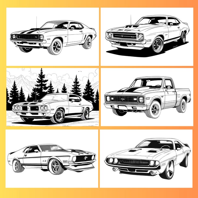 American Muscle Cars Coloring Book | Printable Coloring Pages | PDF ...
