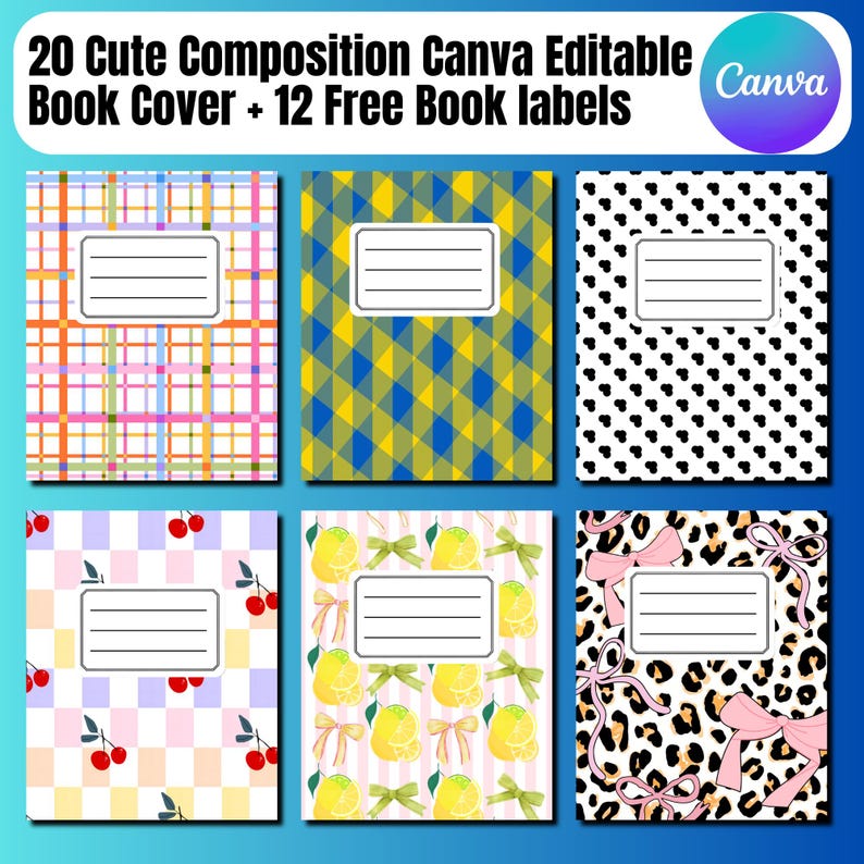 Cute Composition Book Covers – Canva Editable Templates | KDP Notebook ...