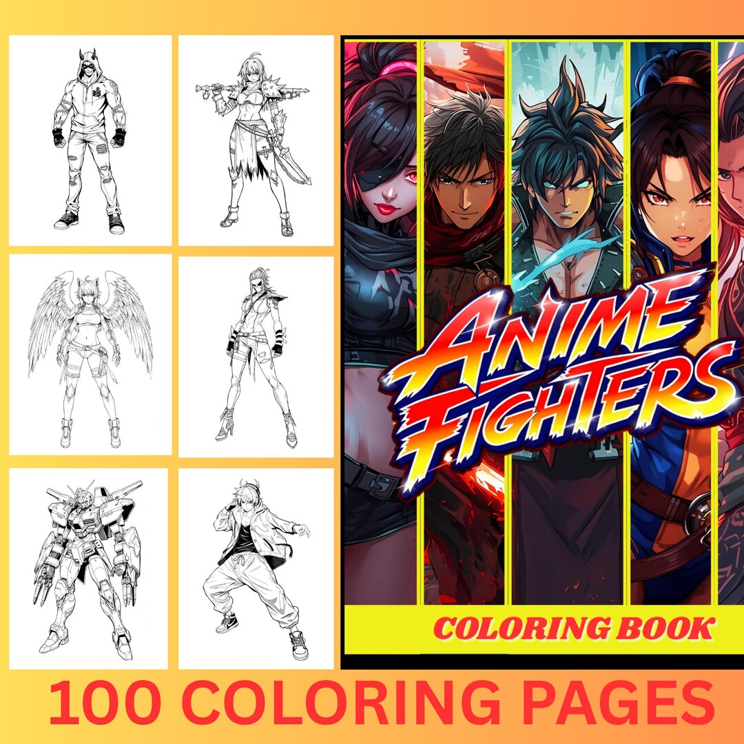 Anime Fighters Coloring Book | 100 Action Pages (digital Download) - Etsy