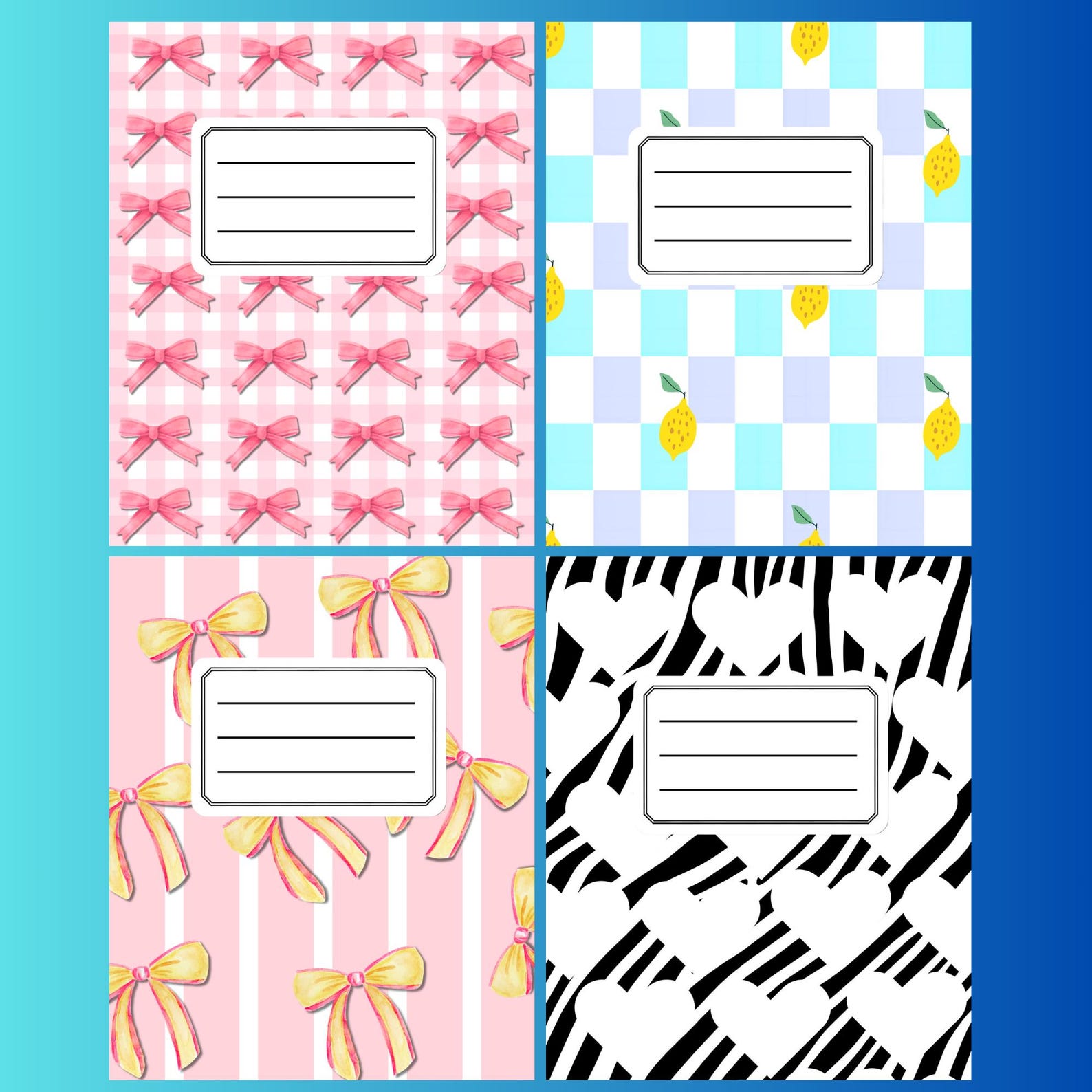 Cute Pastel Composition Book Cover Templates – Canva Editable (digital ...