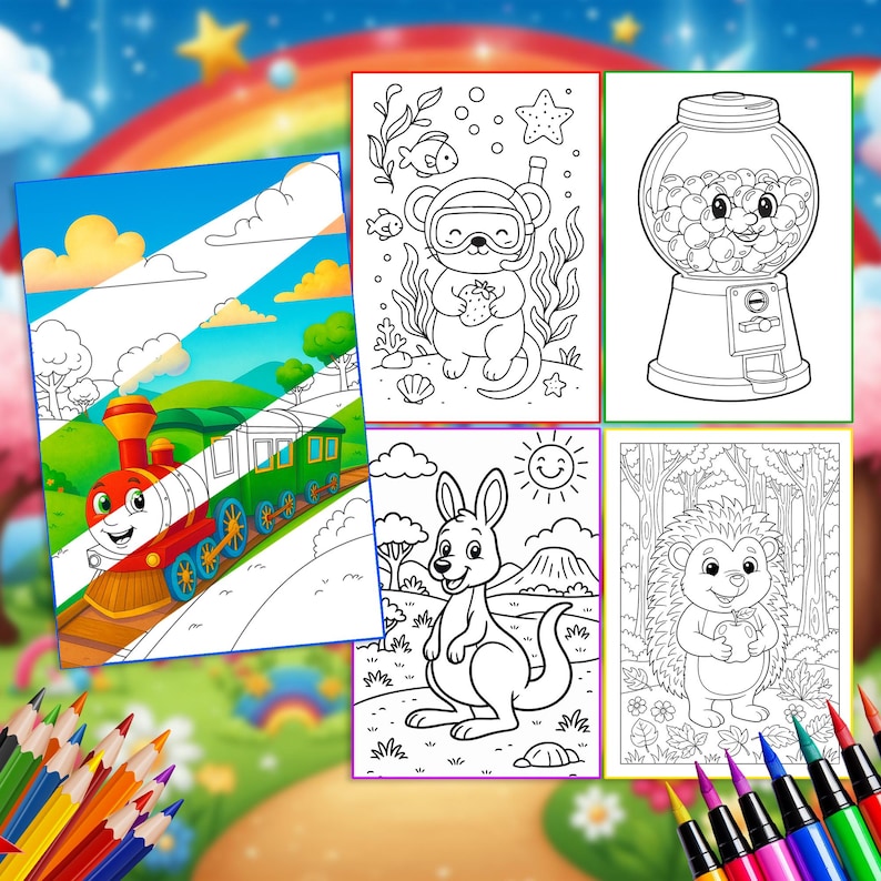 Kids Animals & Cars Printable Coloring Pages Pack - Etsy UK