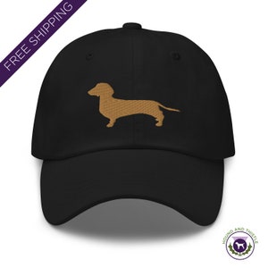 Dachshund Silhouette Premium Dad Hat Weiner Dog Embroidered Cotton ...