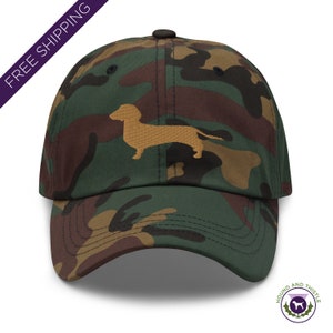 Dachshund Silhouette Premium Dad Hat Weiner Dog Embroidered Cotton ...