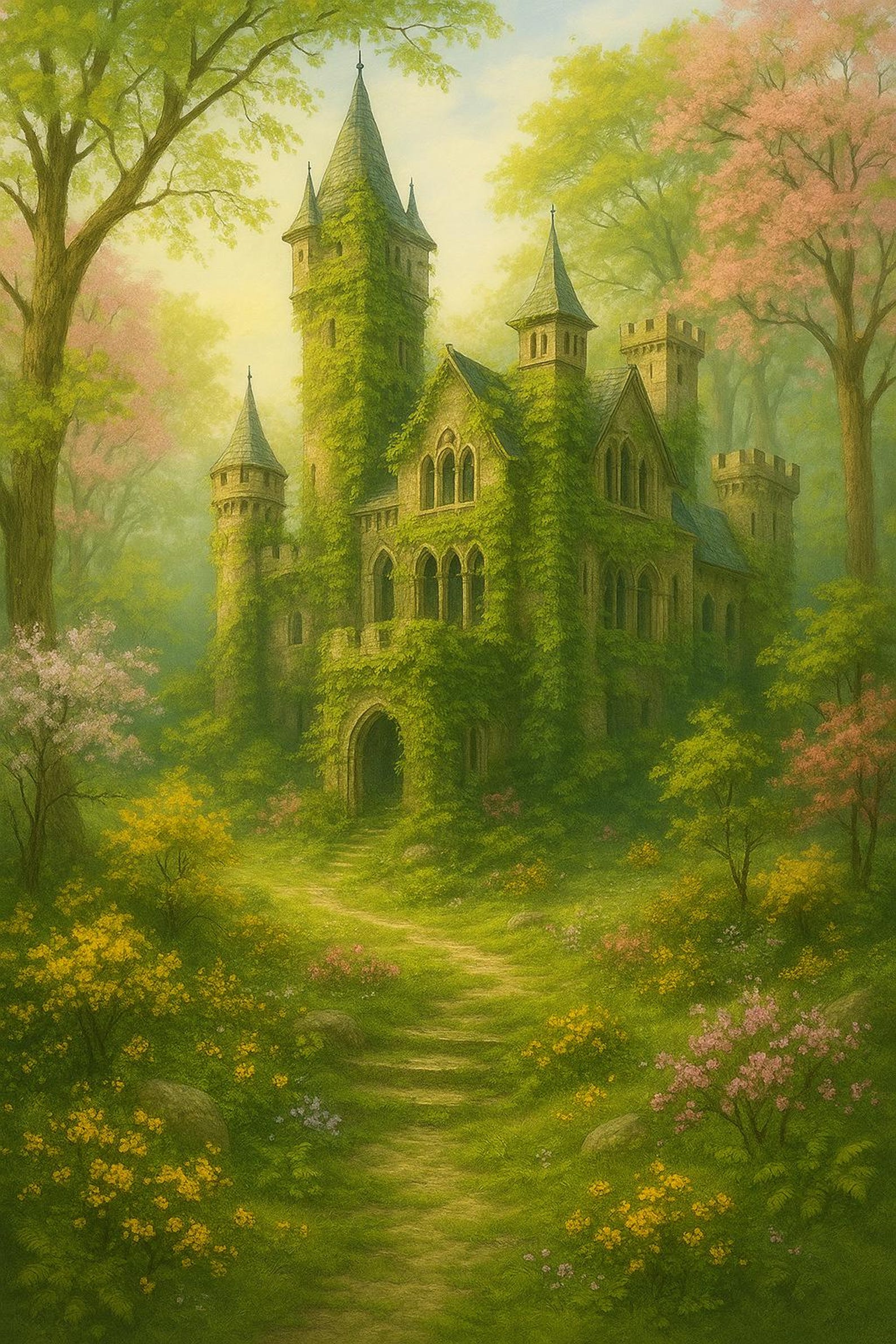 Spring Ruins – Abandoned Castle in Bloom Digital Fantasy Print - Etsy