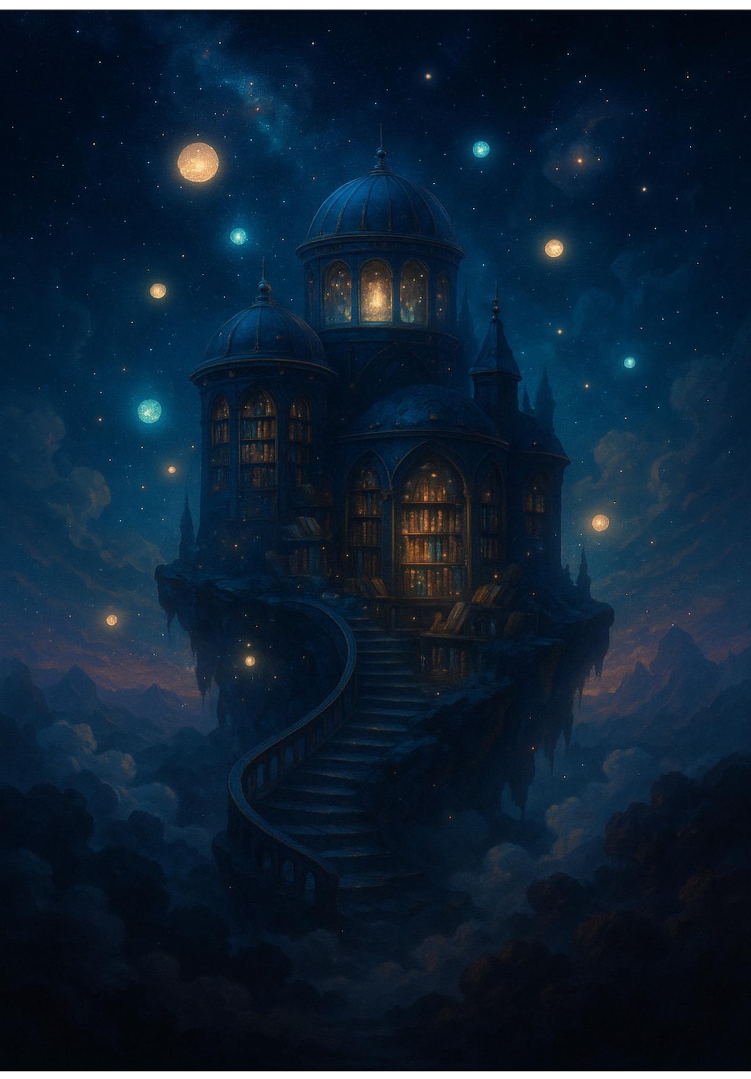 Celestial Library – Printable Fantasy Wall Art (8x10, A4, 11x14) - Etsy